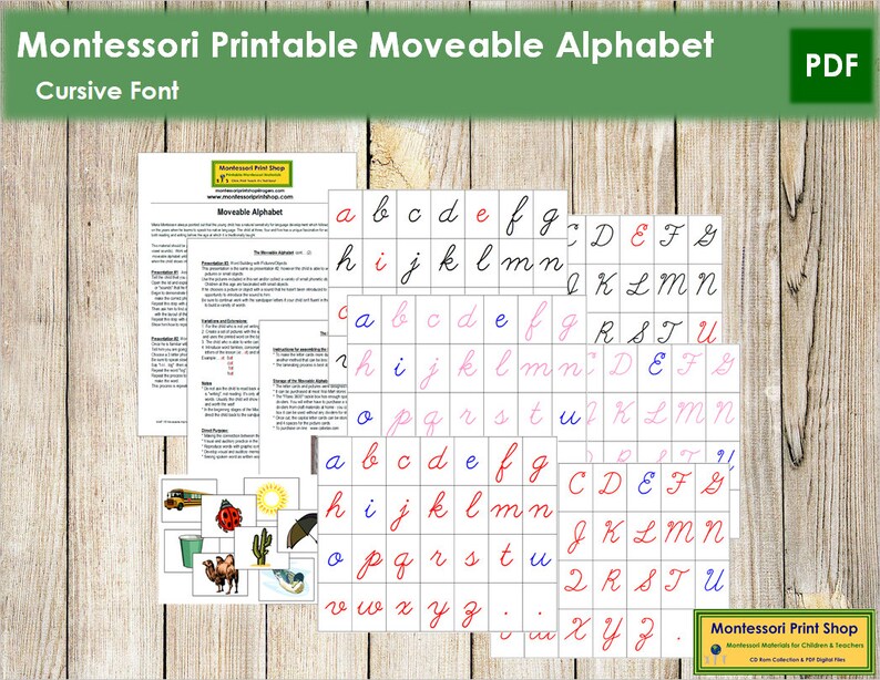 Montessori Moveable Alphabet With Instructions cursive | Etsy