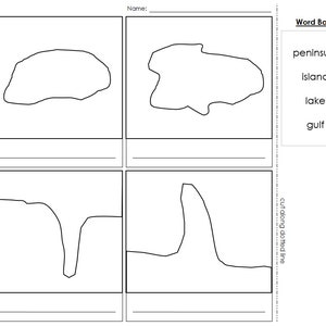 Simple Land & Water Forms Blackline Masters Montessori Geography ...