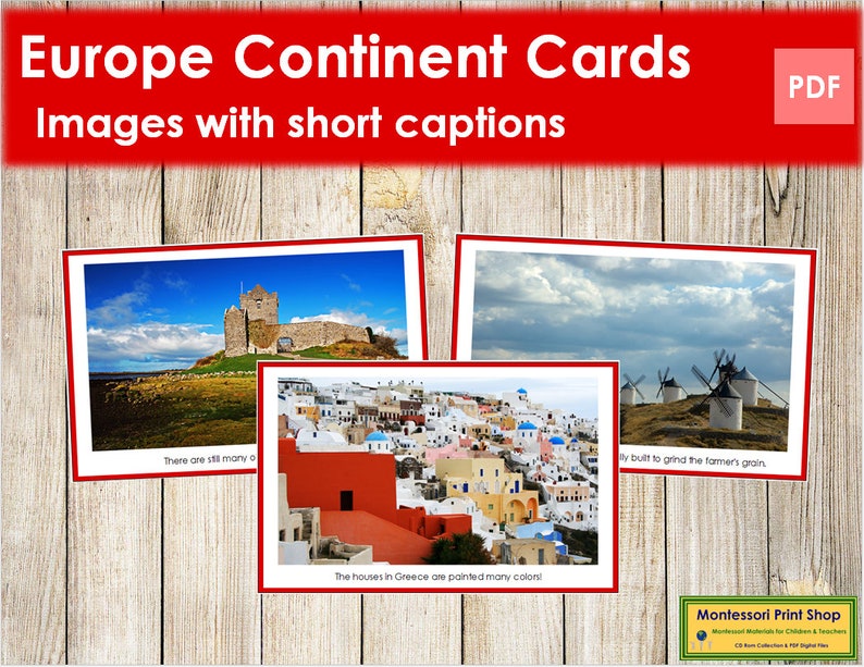 Europe Continent Cards color-coded Montessori Geography - Etsy Canada
