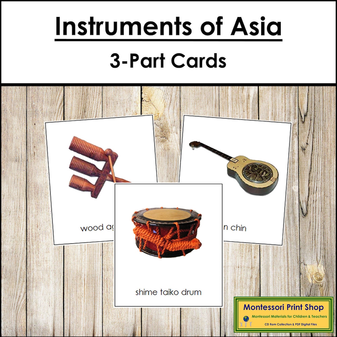 Musical Instruments of Asia - Montessori Continent Cards - Geography ...