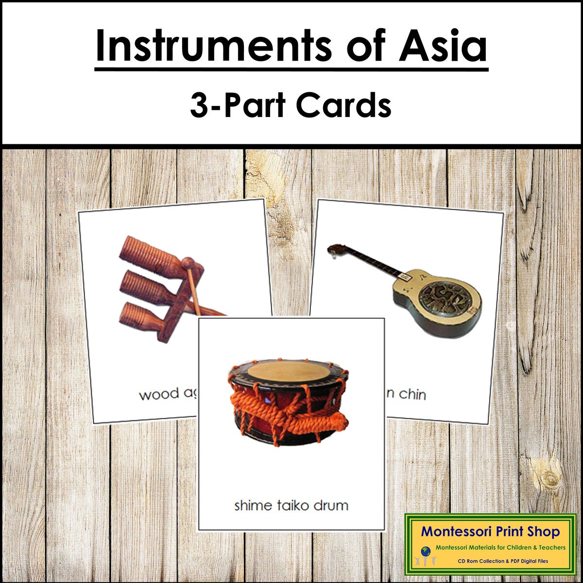 Musical Instruments of Asia Montessori Continent Cards Geography ...