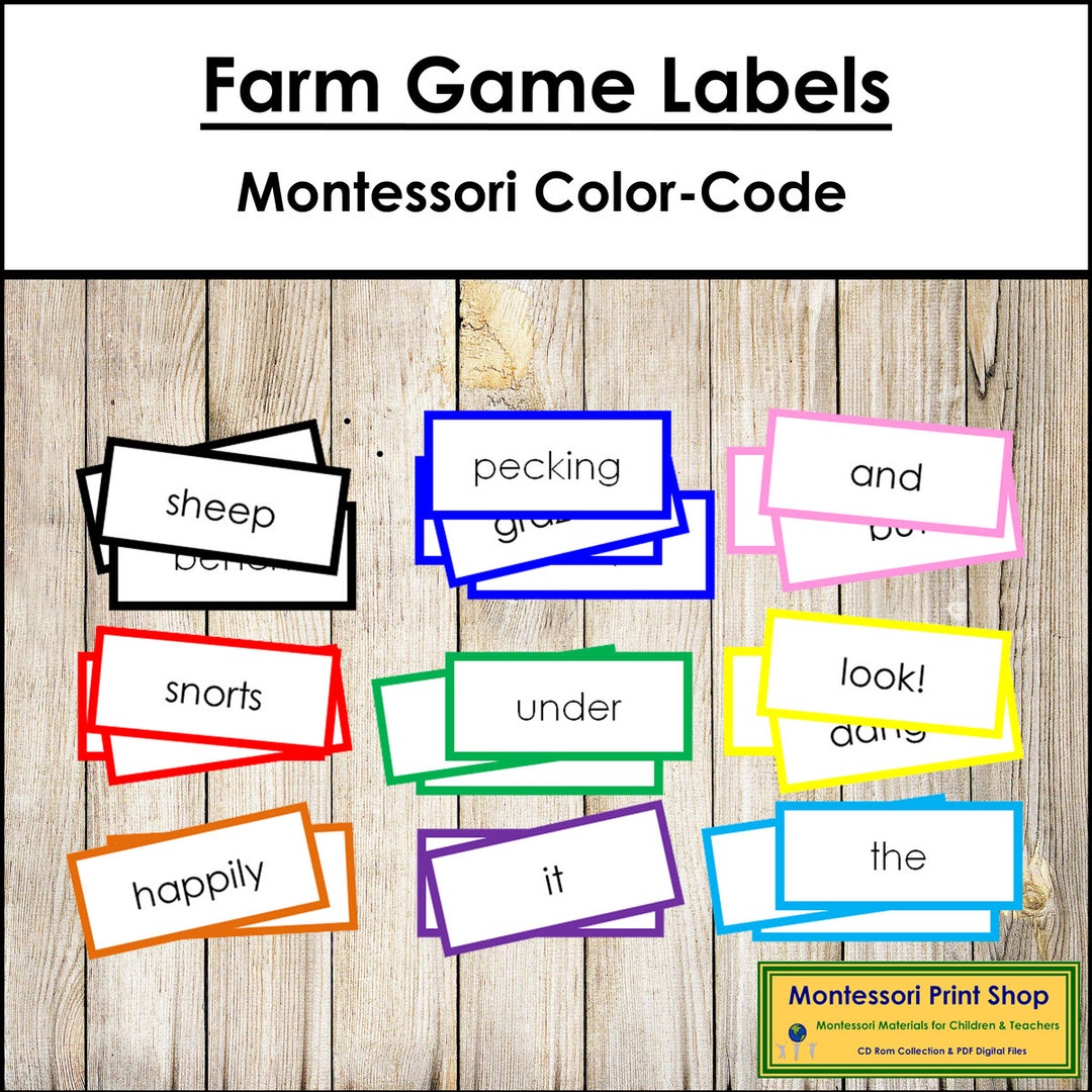 Montessori Farm Game Labels [color-coded] - Grammar & Language (digital ...