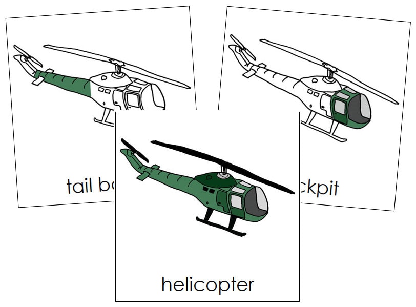 Parts of a Helicopter Nomenclature 3-part Cards Montessori - Etsy