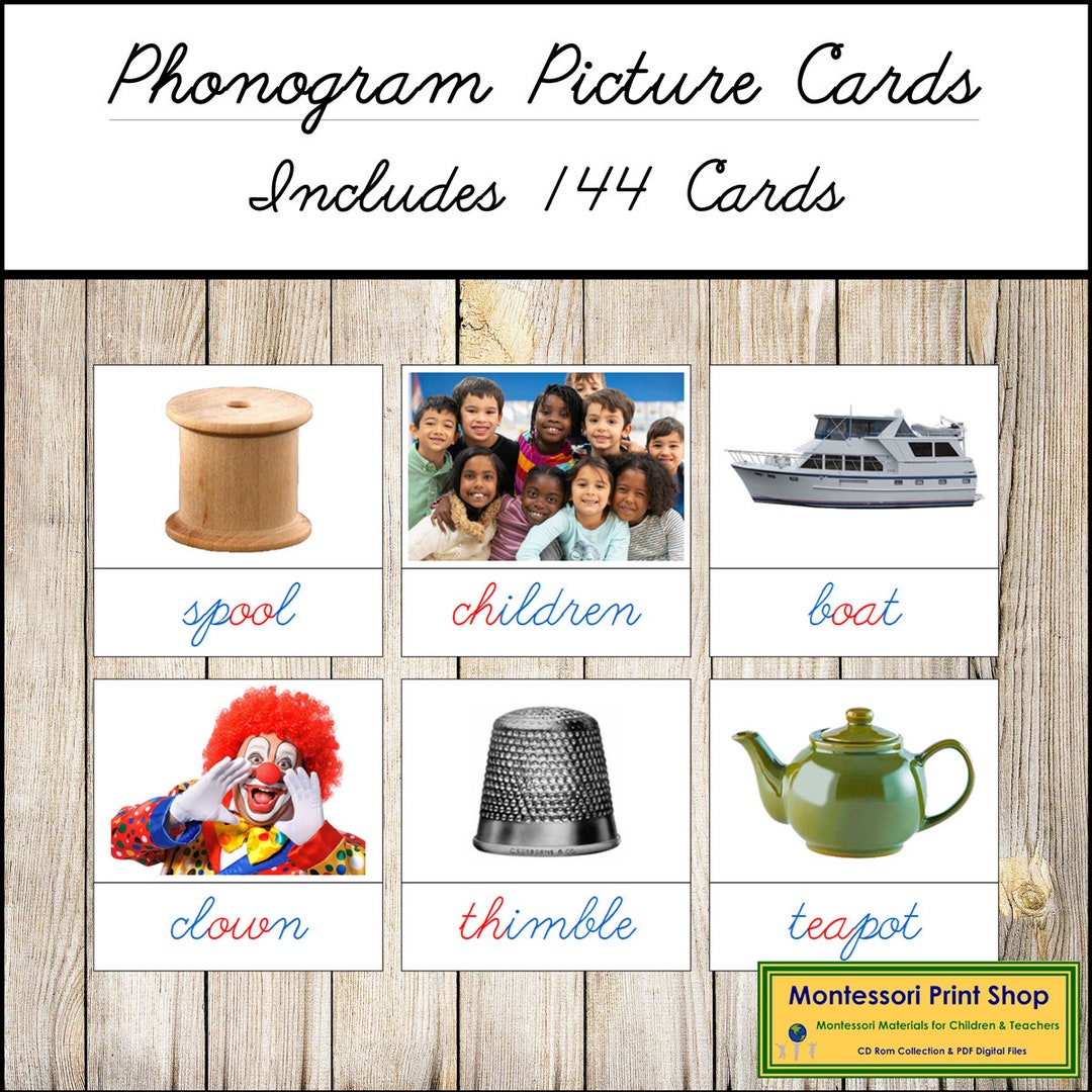 Phonogram Picture Cards Level 3 (CURSIVE) - Montessori Language ...