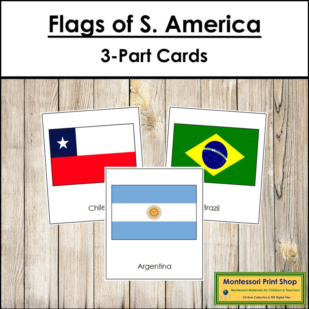 Flags of South America - Montessori Continent Cards - Geography ...