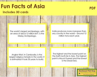 Animals of Asia Facts & Picture Cards color-coded | Etsy