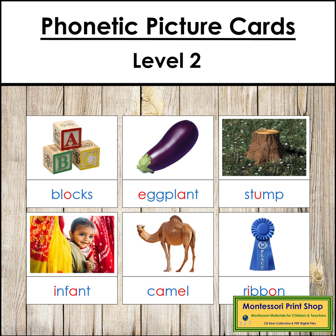 Phonetic Picture Cards Level 2 red Vowels Montessori Language Printable ...