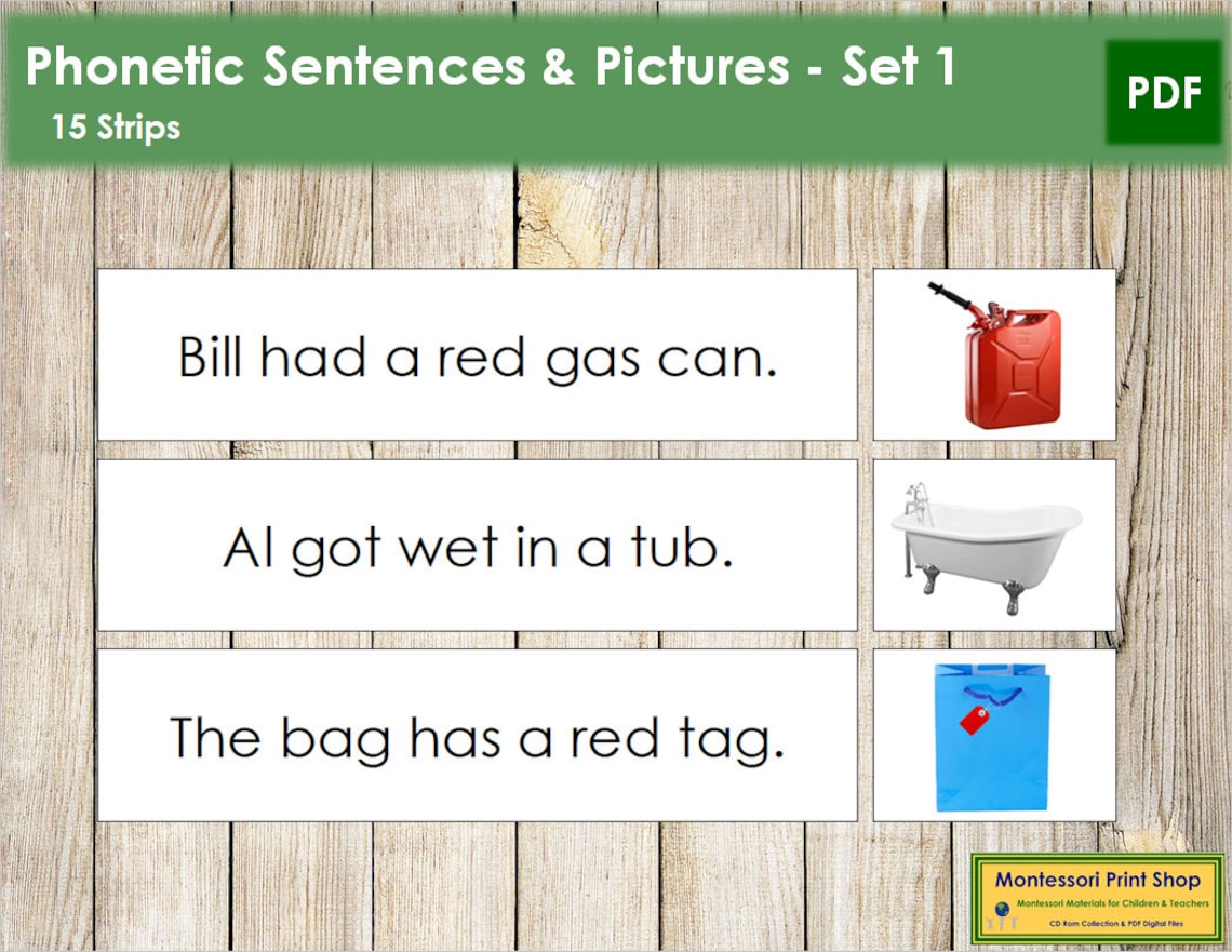 Phonetic Sentences & Pictures Set 1 Language Printable | Etsy
