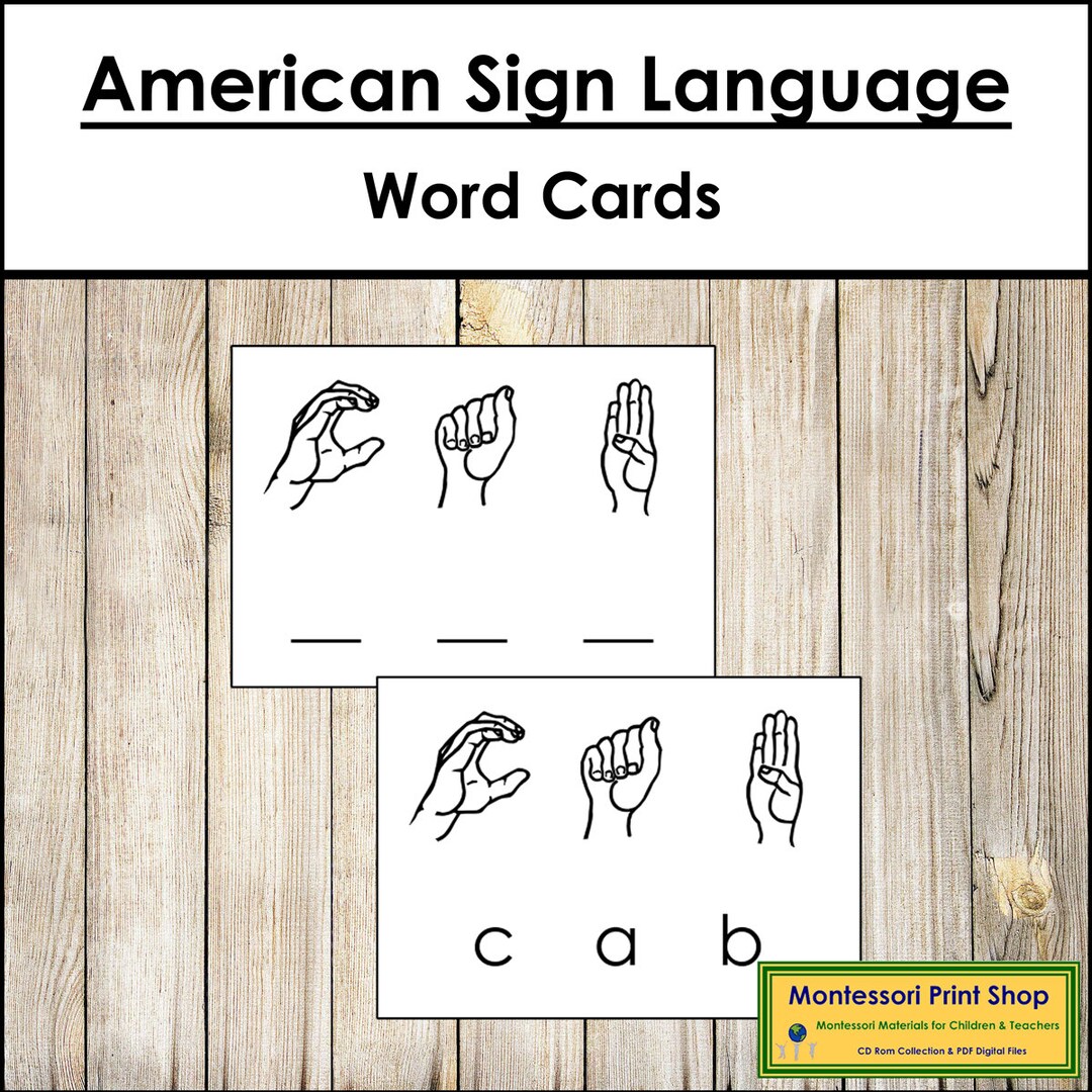 American Sign Language Word Cards - Printable Montessori Materials ...
