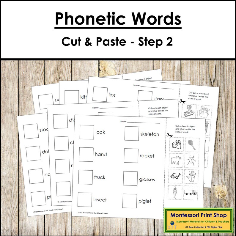 Phonetic Words Cut & Paste [step 2] - Montessori Language/phonics ...