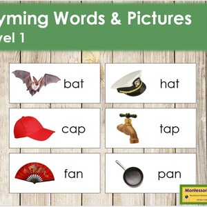 Rhyming Words & Pictures Level 1 Montessori Language - Etsy