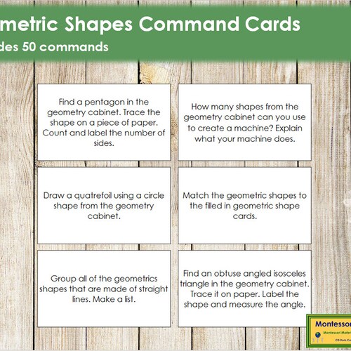Geometric Shapes Command Cards task Cards Primary Geometry | Etsy
