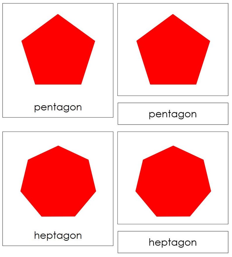 Types of Polygons Nomenclature 3-part Cards - Montessori Geometry ...