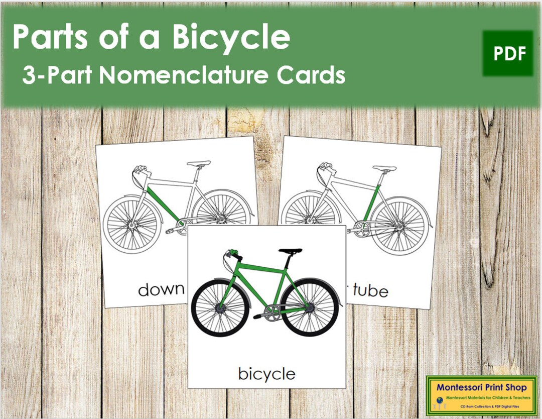 Parts of a Bicycle Nomenclature 3-part Cards Printable - Etsy
