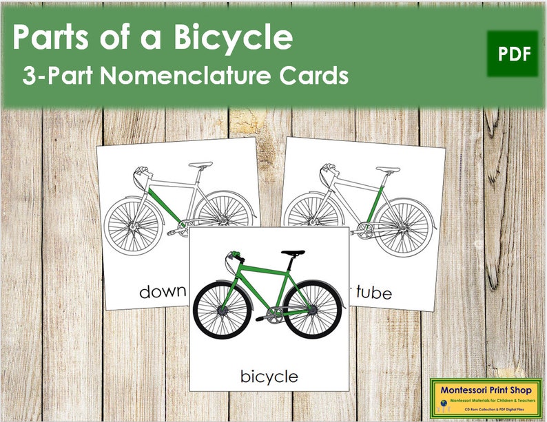 Parts of a Bicycle Nomenclature 3-part Cards Printable - Etsy