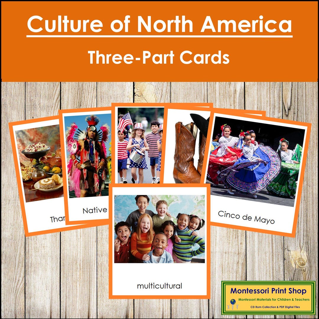 Montessori Culture of North America 3-part Cards [color-coded ...