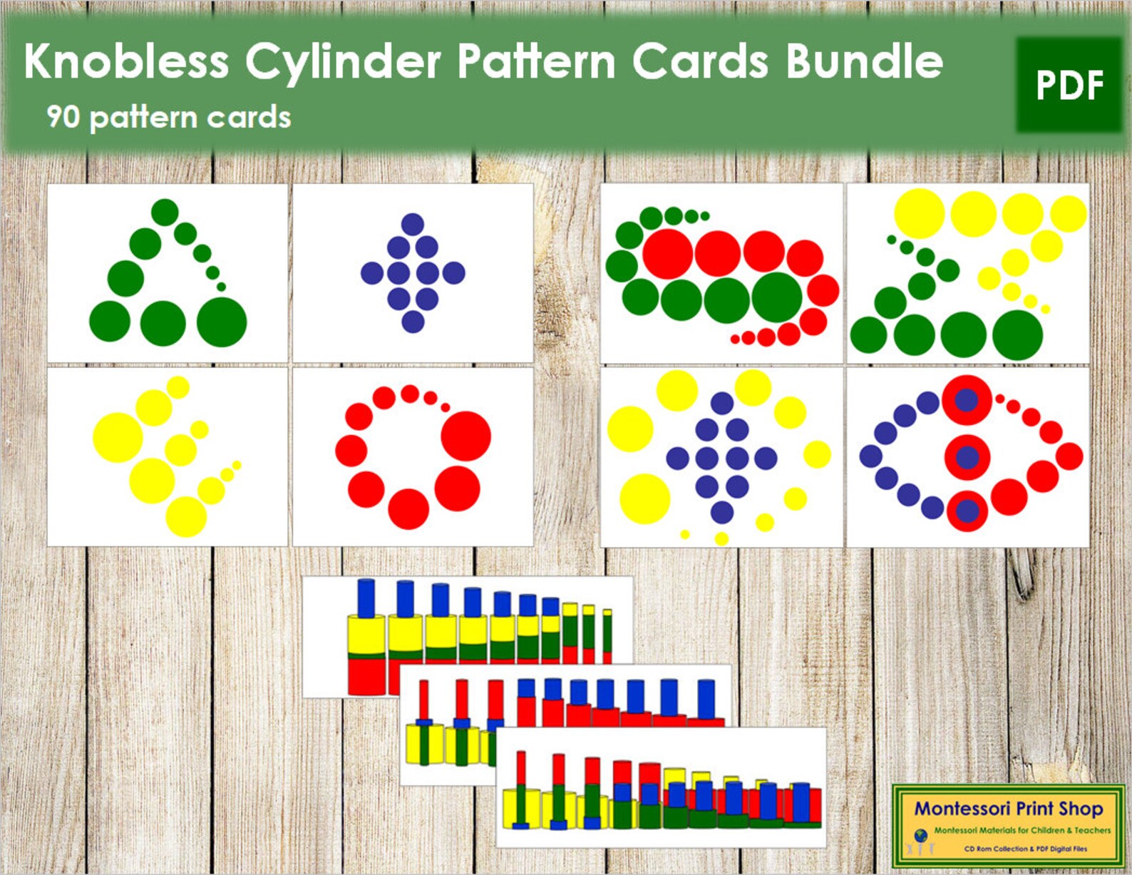 Montessori Knobless Cylinders Pattern Cards Bundle | Etsy Canada