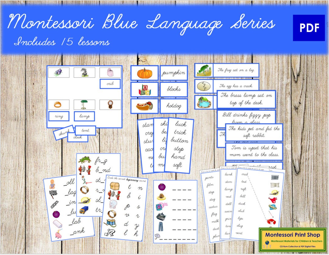 Montessori Blue Phonetic Language Series Bundle CURSIVE - Etsy