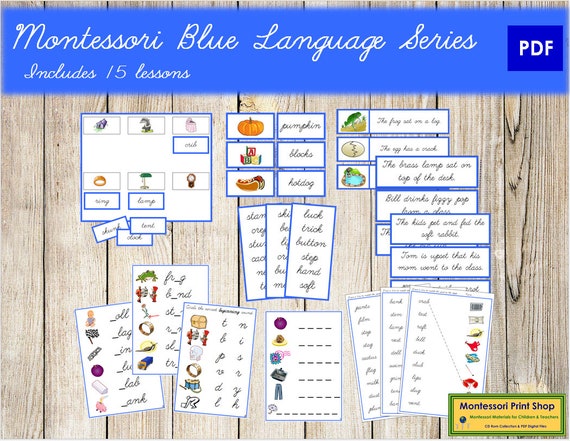 Montessori Blue Phonetic Language Series Bundle CURSIVE | Etsy