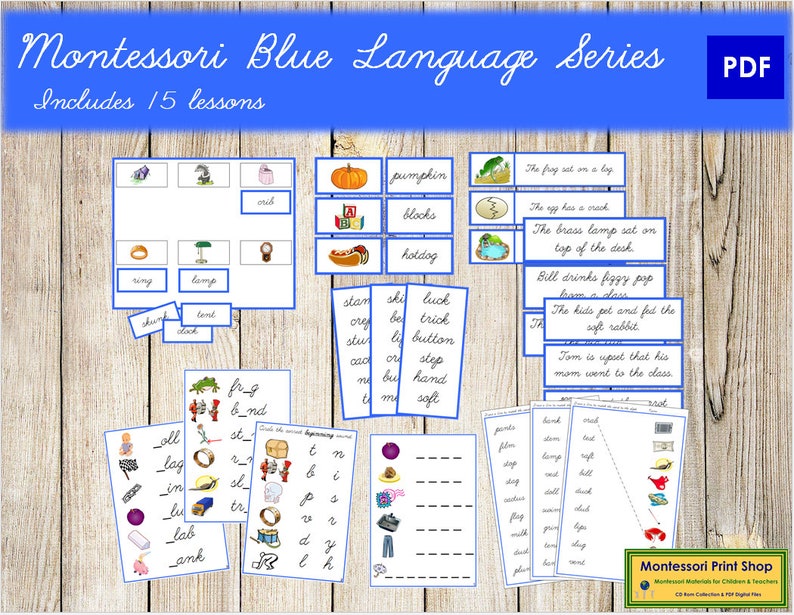 Montessori Blue Phonetic Language Series Bundle CURSIVE | Etsy