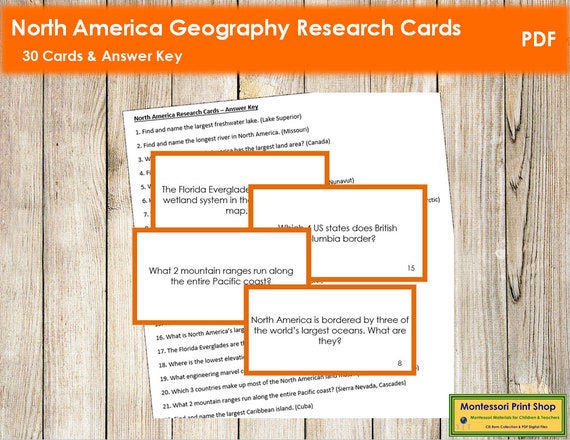 North America Geography Research Cards color-coded | Etsy