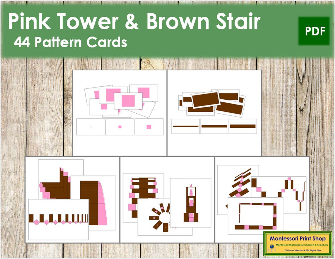 Montessori Pink Tower & Brown Stairs Pattern Cards Bundle - Etsy Canada