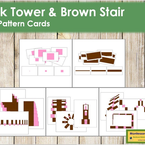 Pink Tower & Brown Stair Pattern Cards set 2 Montessori - Etsy