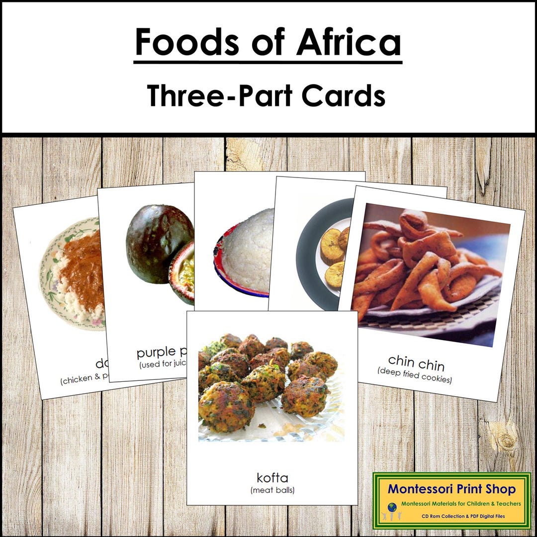 Montessori Foods of Africa 3-part Cards - Geography Continent Cards ...