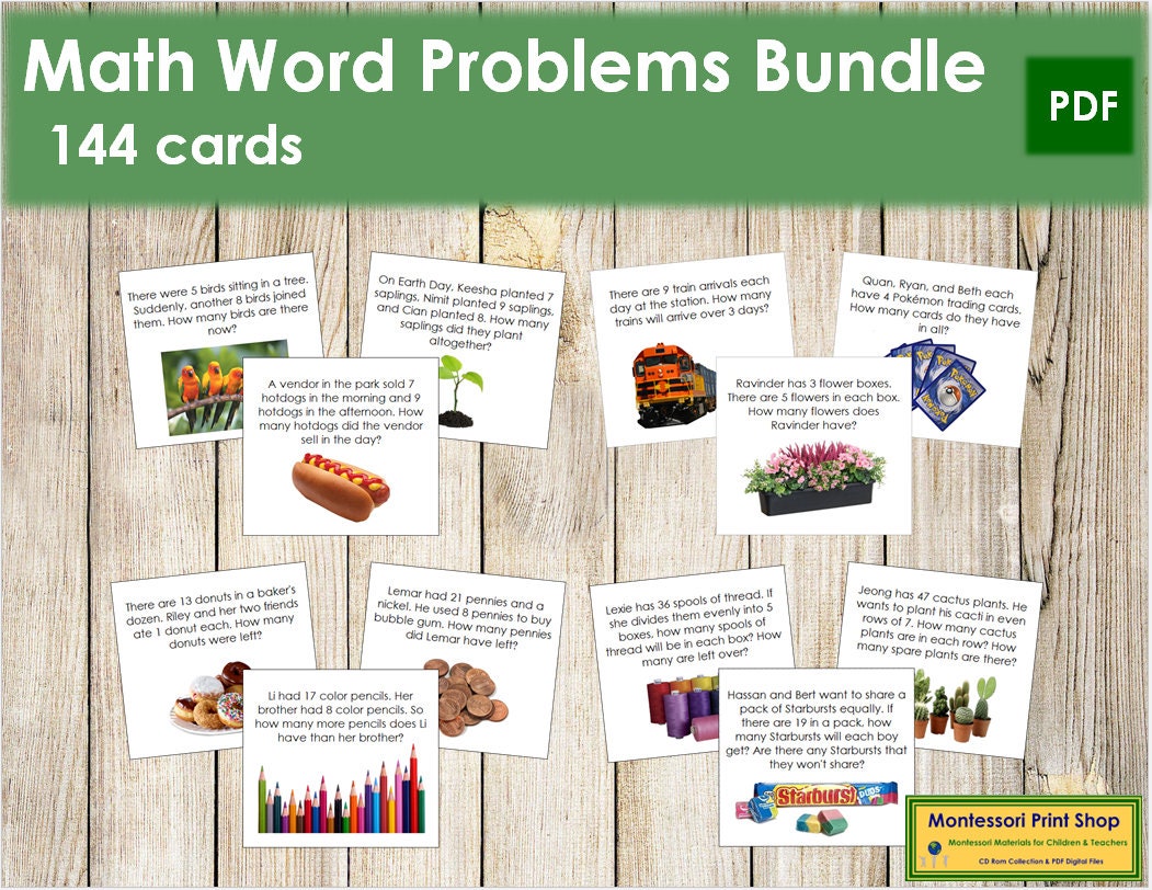 Math Word Problems Bundle Printable Montessori Materials - Etsy