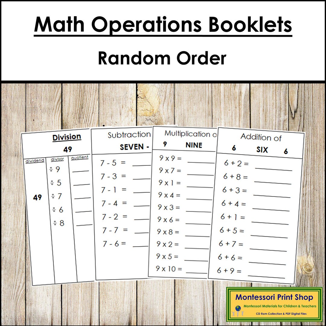 Math Operations Booklets [random Order] - Primary Montessori Math ...
