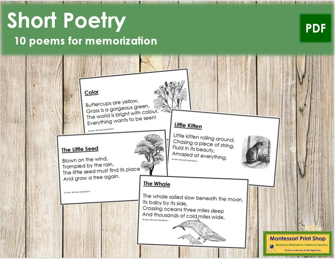 Short Poetry for Children memorization & Copywork - Etsy