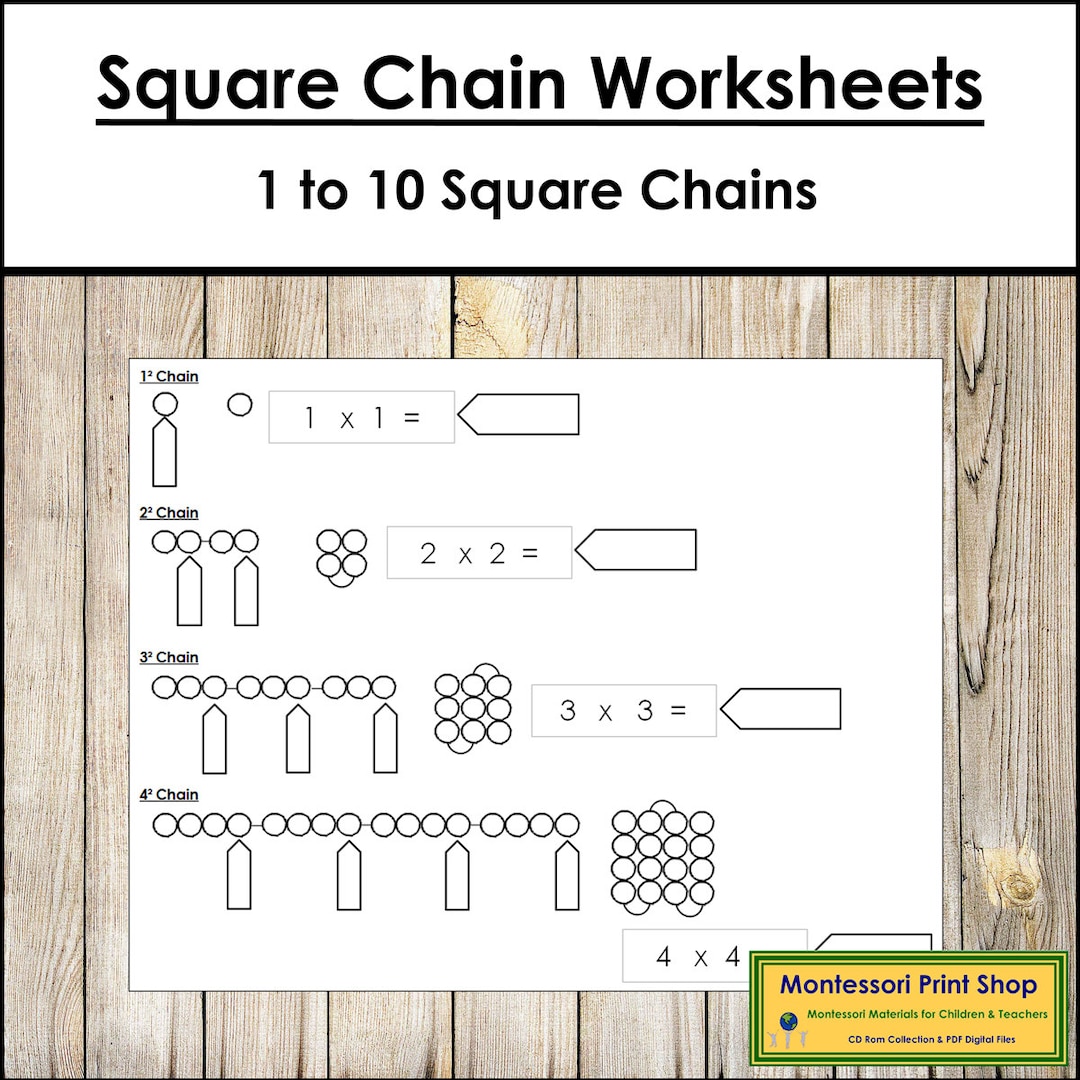 Montessori Square Chain Worksheets (skip Counting) - Primary Math ...