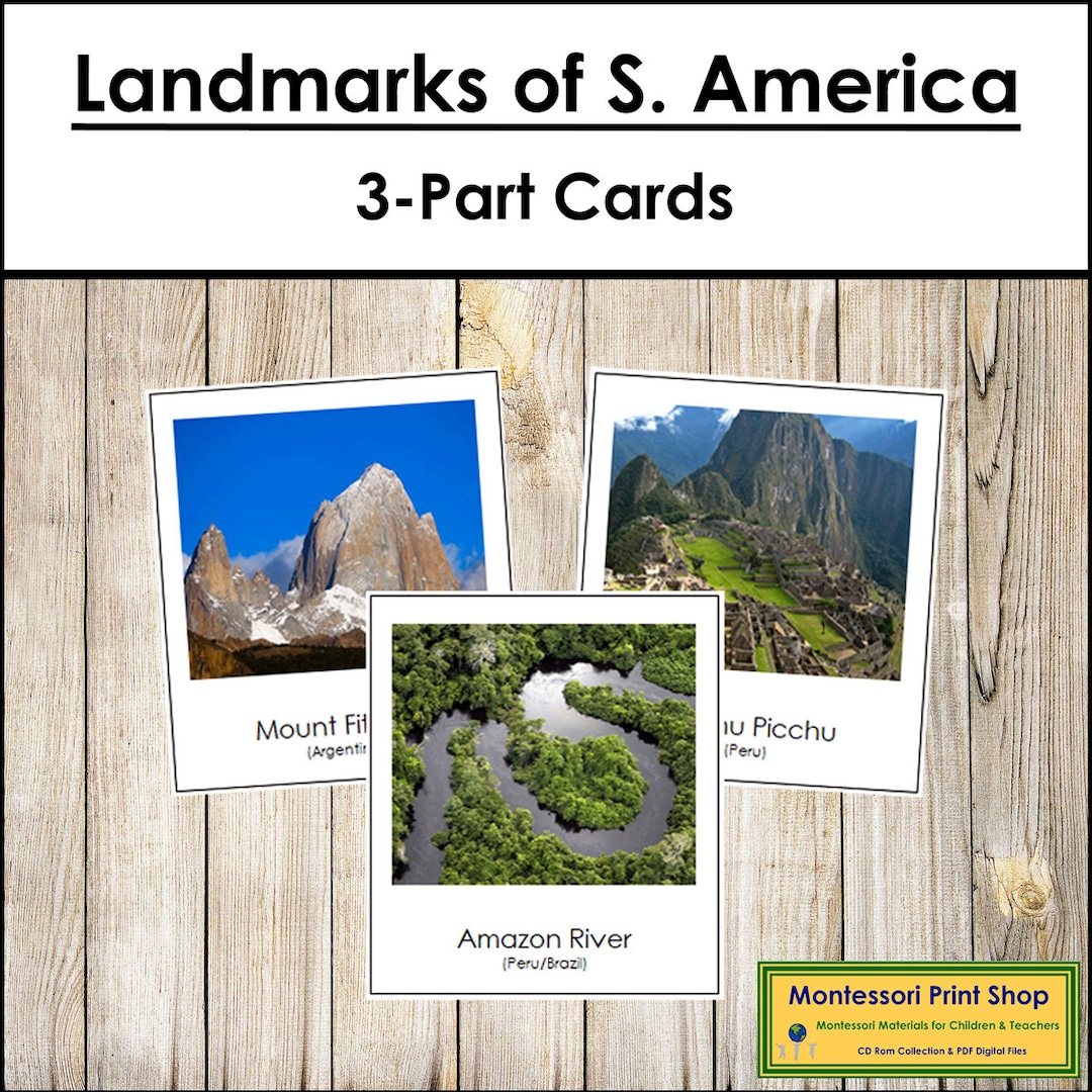 Montessori Landmarks of South America 3-part Cards - Geography ...