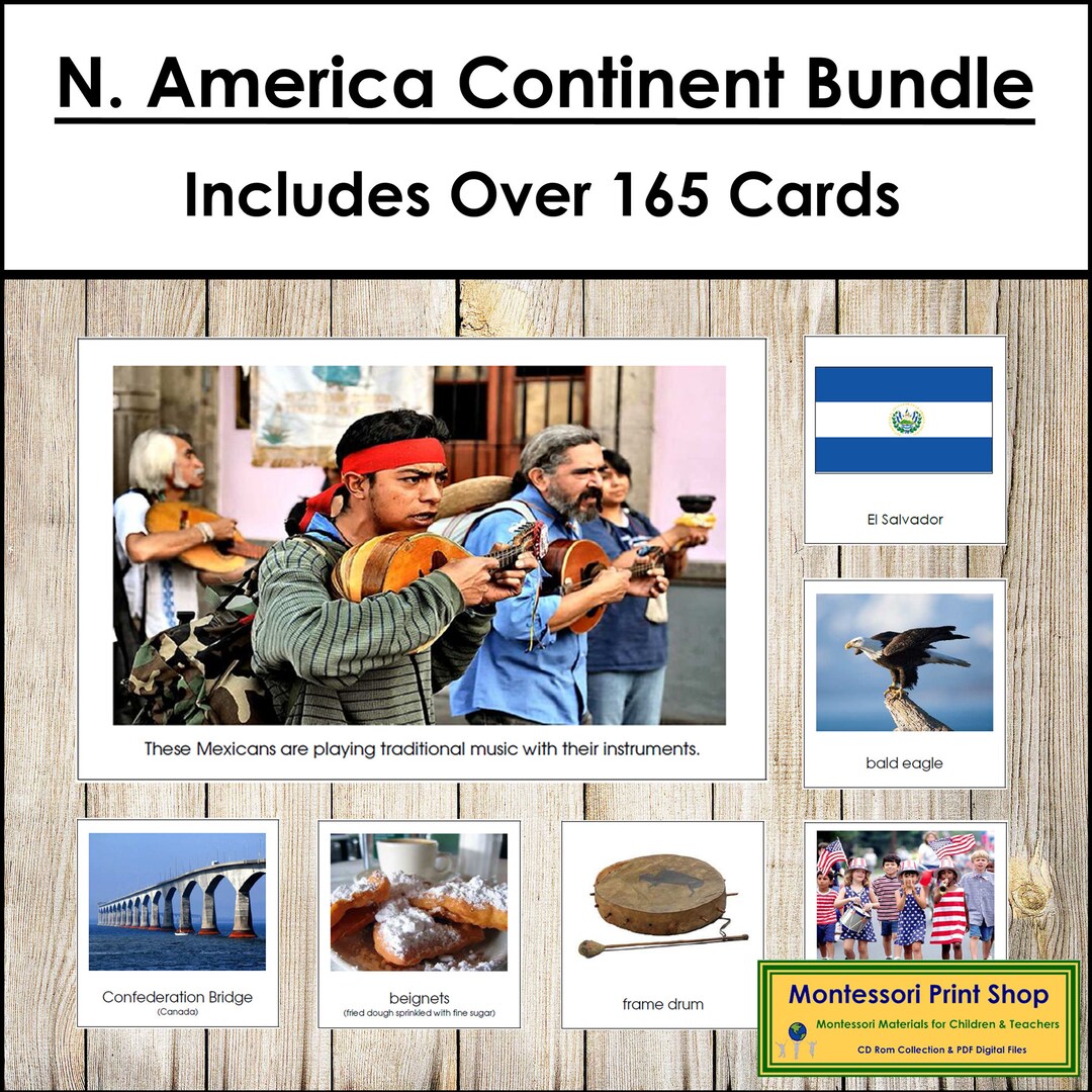 North America Continent Bundle - Montessori Continent Cards - Geography ...