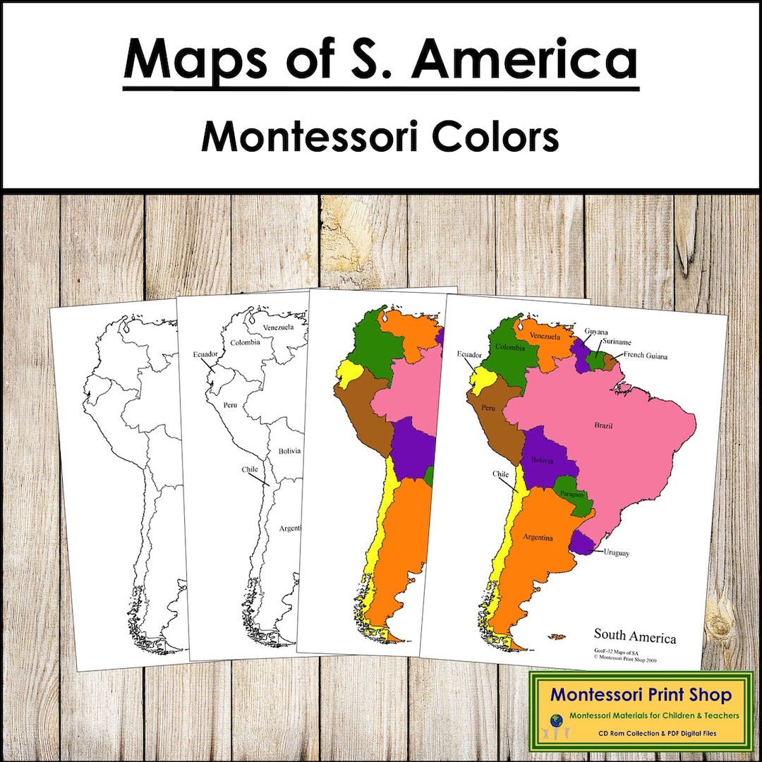 Montessori Maps of South America [color & Backline Masters] - Geography ...
