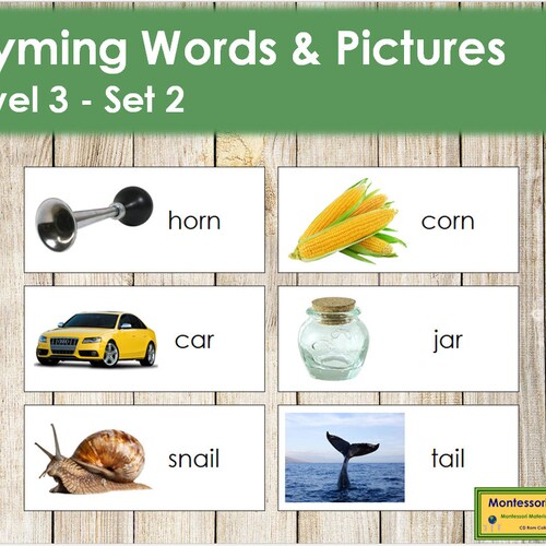Rhyming Words & Pictures Level 3 Set 2 Montessori Language - Etsy