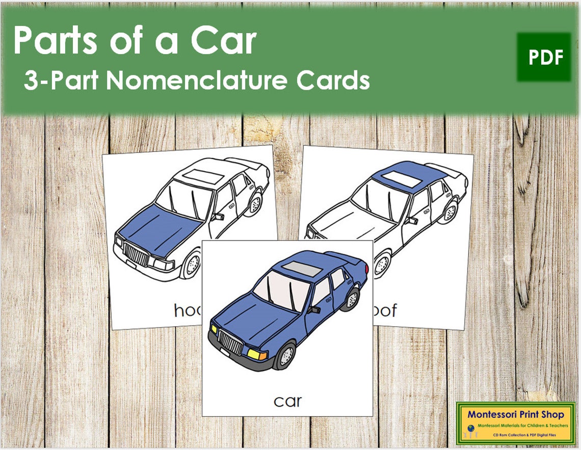 Parts of a Car Nomenclature 3-part Cards Printable - Etsy