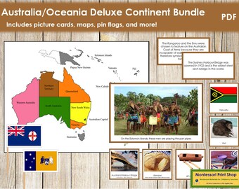 Australia/oceania Continent Bundle Geography Printable | Etsy