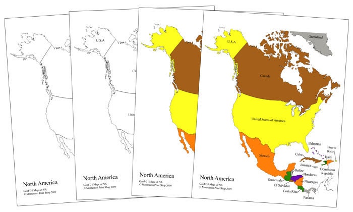 Montessori Maps of North America [color & Blackline Masters ...