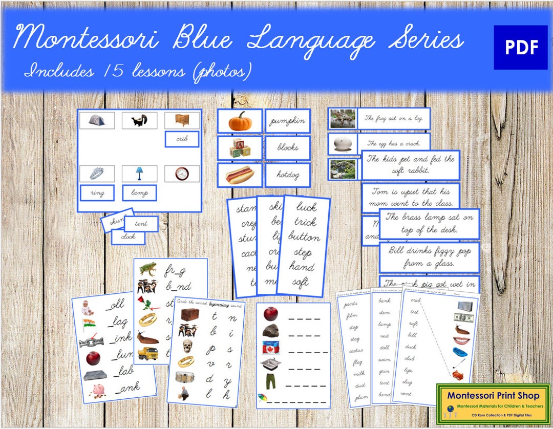 Montessori Blue Phonetic Language Series Bundle CURSIVE - Etsy