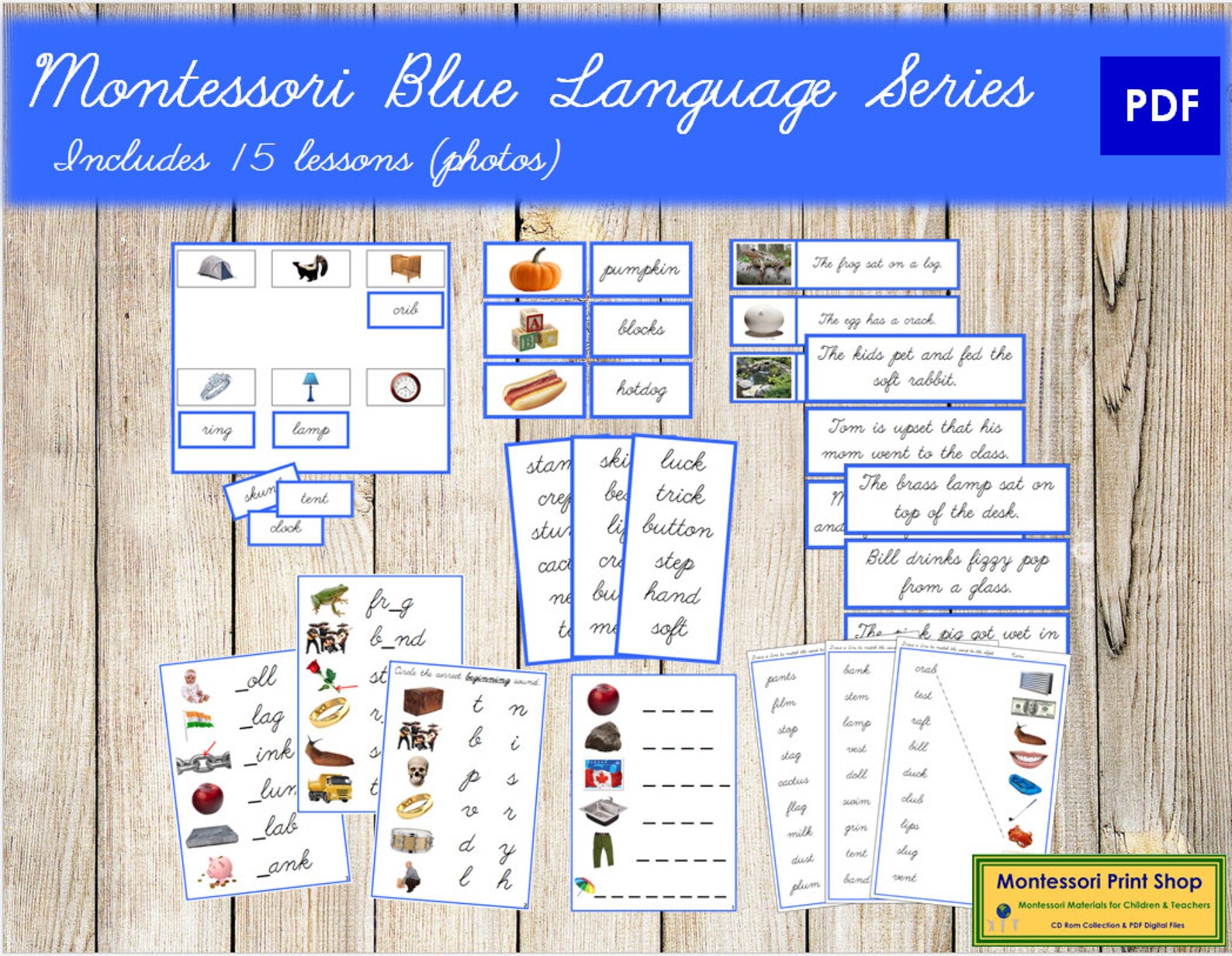 Montessori Blue Phonetic Language Series Bundle CURSIVE | Etsy