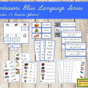 Montessori Blue Phonetic Language Series Bundle CURSIVE | Etsy