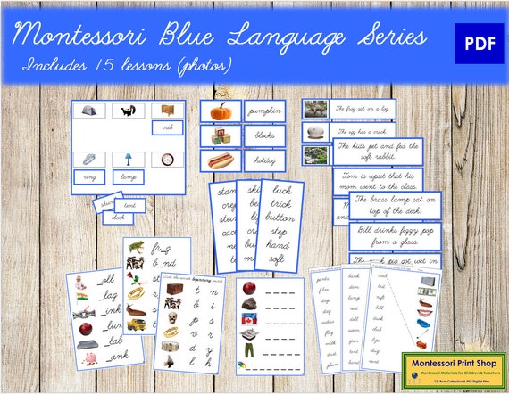 Montessori Blue Phonetic Language Series Bundle CURSIVE | Etsy