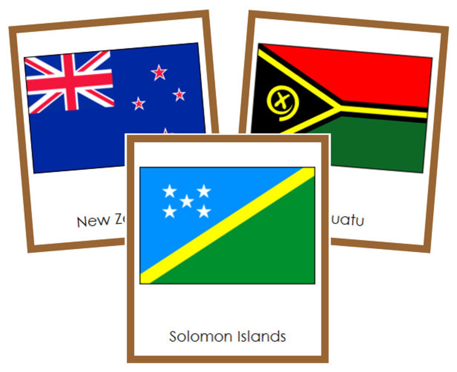 Flags of Oceania color-coded Montessori Continent Cards Geography ...