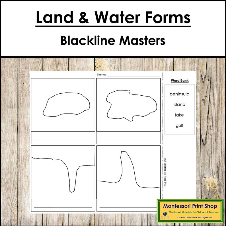 Montessori Simple Land & Water Forms [blackline Masters] - Geography ...