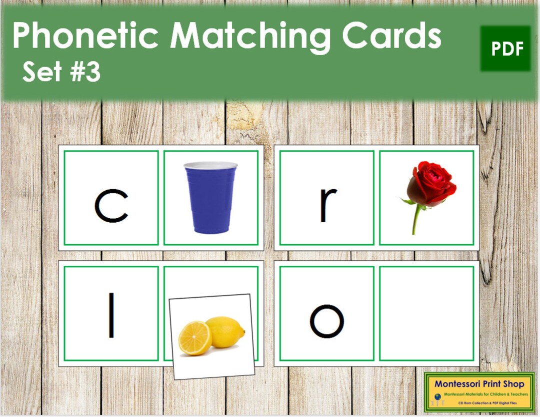 Phonetic Matching Cards Set 3 Montessori Language - Etsy