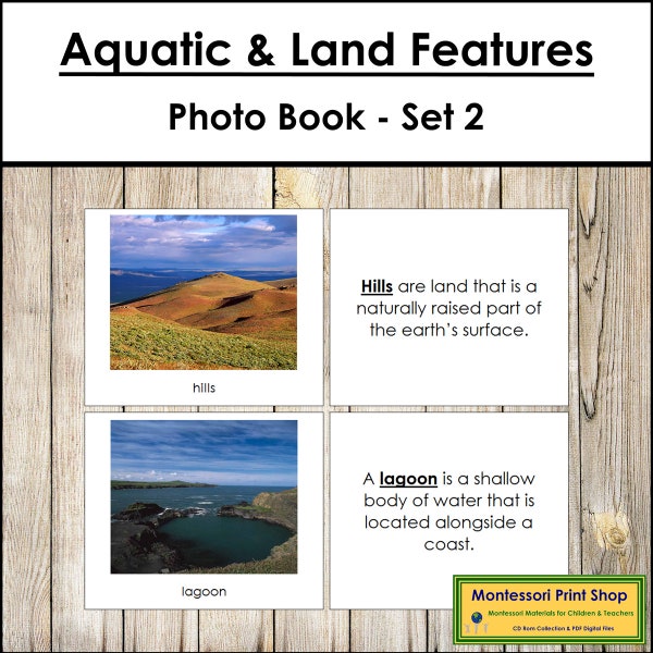 Land & Water Forms Photo Book Montessori Geography Printable Montessori ...