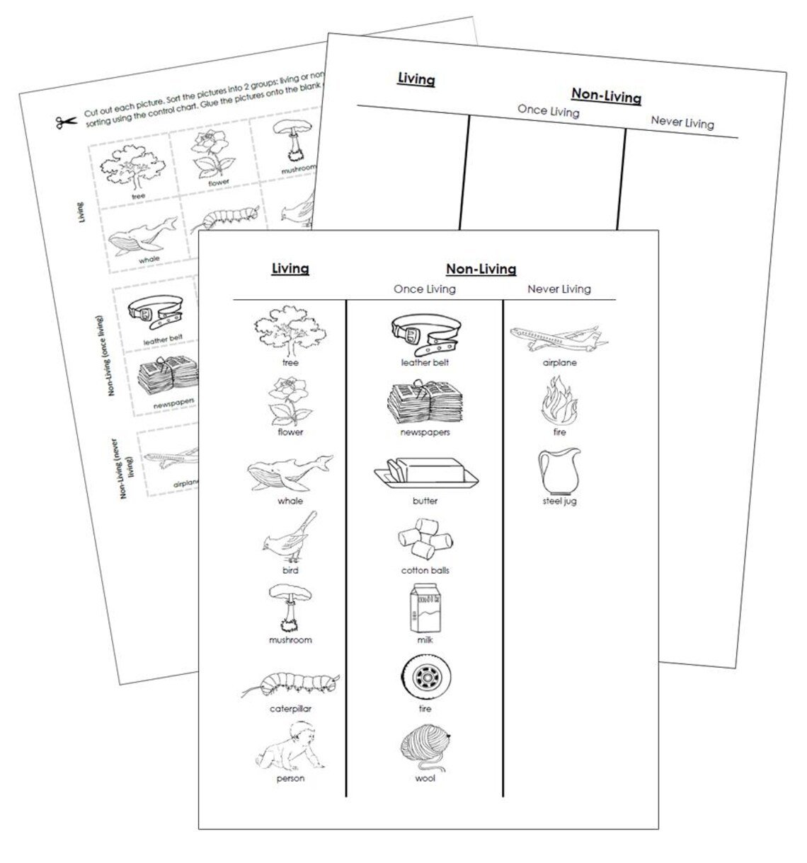 Living and Non-living Sorting Cut & Paste Activity [blackline Masters ...