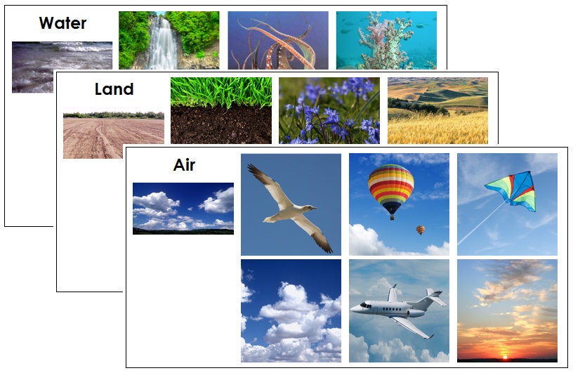 Air Land and Water Sorting Cards & Control Chart Preschool | Etsy