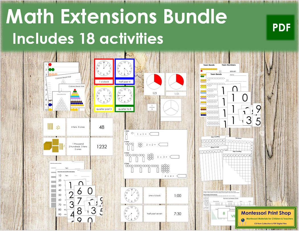 Primary Montessori Math Extensions Bundle Printable - Etsy